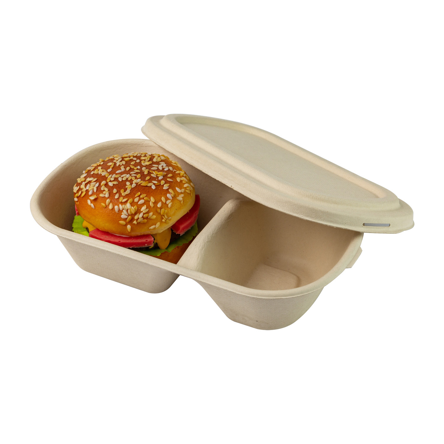 Customized 2 Compartment Biodegradable Take Away Containers Molded ...