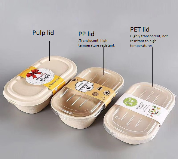 800ml Rectangular Disposable Packaging Containers , Bamboo Fibre Paper ...